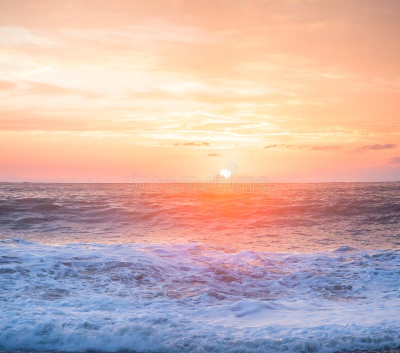 Sea Landscape with a Sunset Stock Image - Image of nature, landscape ...