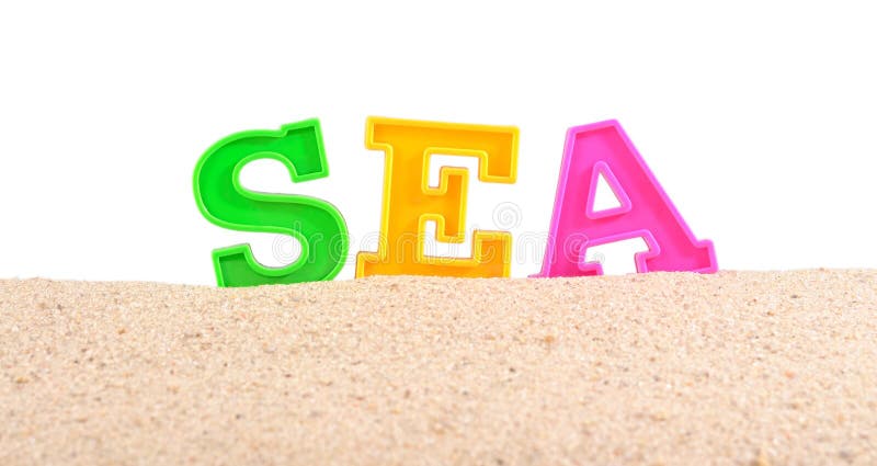 Sea Letters on a Beach Sand on a White Stock Photo - Image of sunlight ...