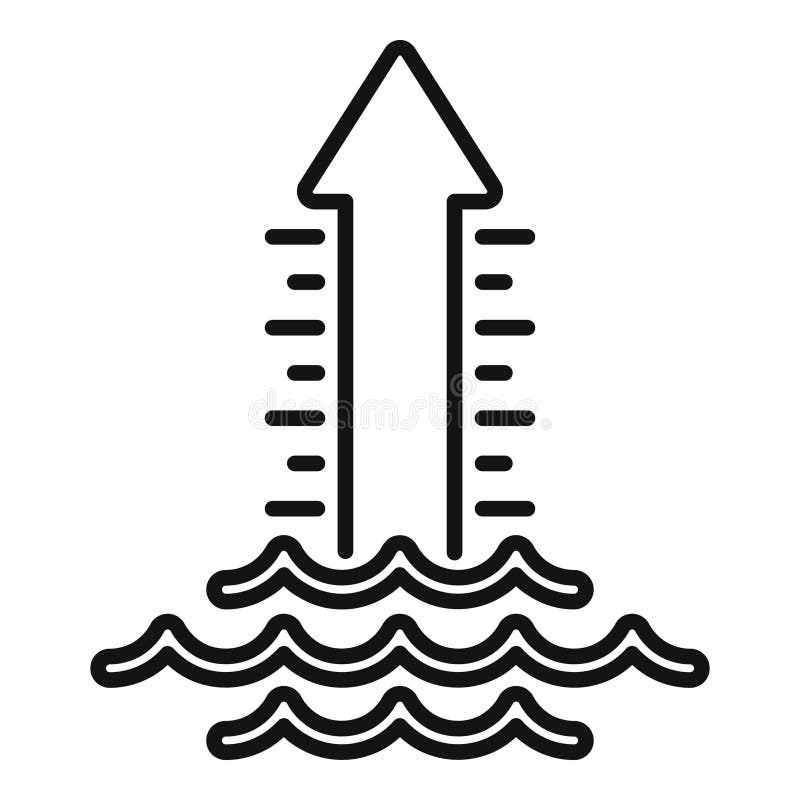 Sea Level Coast Icon Outline Vector. Warming Effect Stock Vector ...