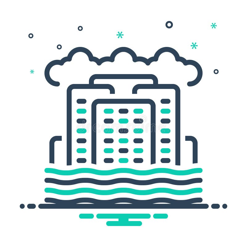 Mix Icon for Sea Level Rise, Disaster and Water Stock Vector ...