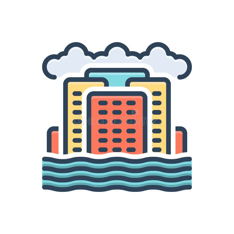 Color Illustration Icon for Sea Level Rise, Disaster Ad Water Stock ...