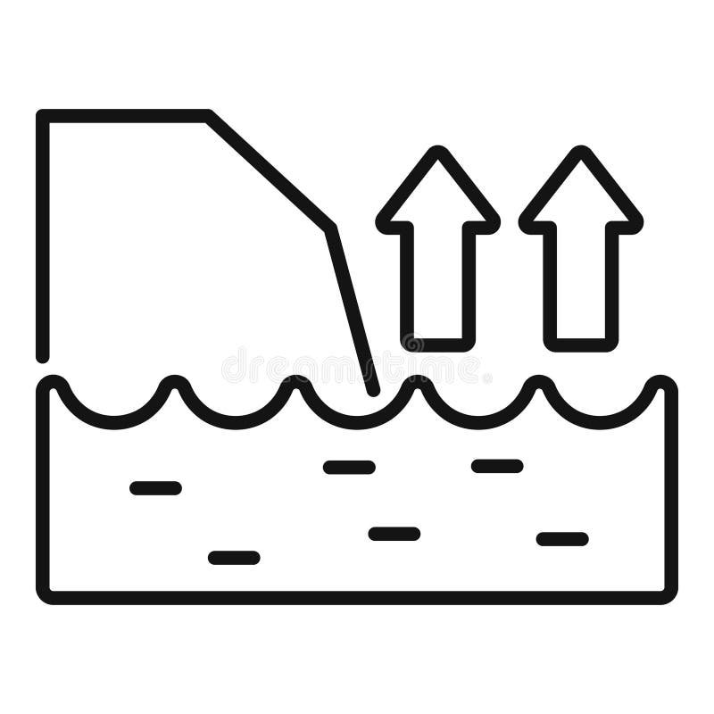 Sea Level Rise Icon Outline Vector. Climate Change Risk Stock Vector ...