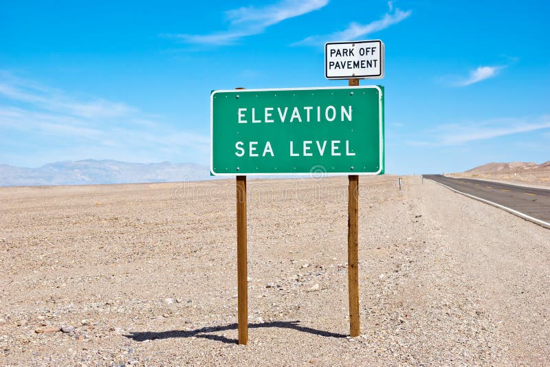 Sea Level Sign stock image. Image of destinations, desert - 58445971