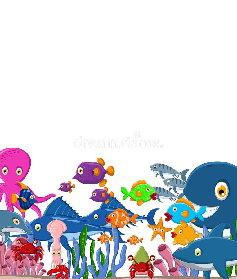 Sea Life Cartoon Background Stock Illustration - Illustration of funny ...