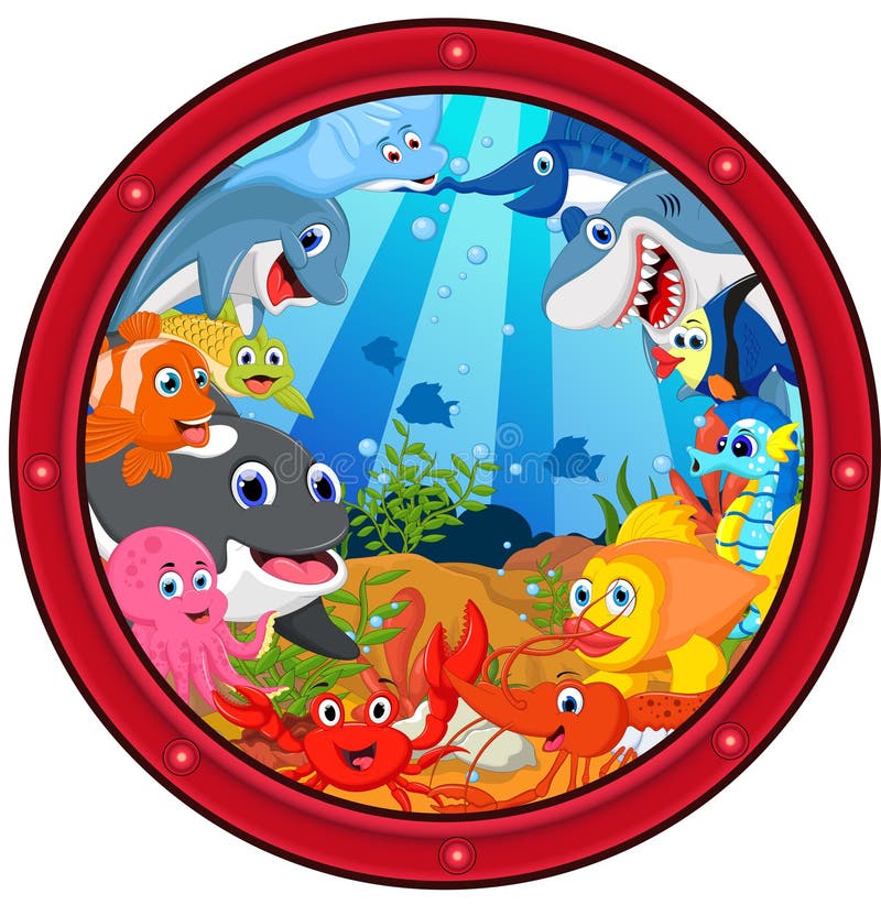 Cartoon sea life set 3 stock illustration. Illustration of life - 23413895