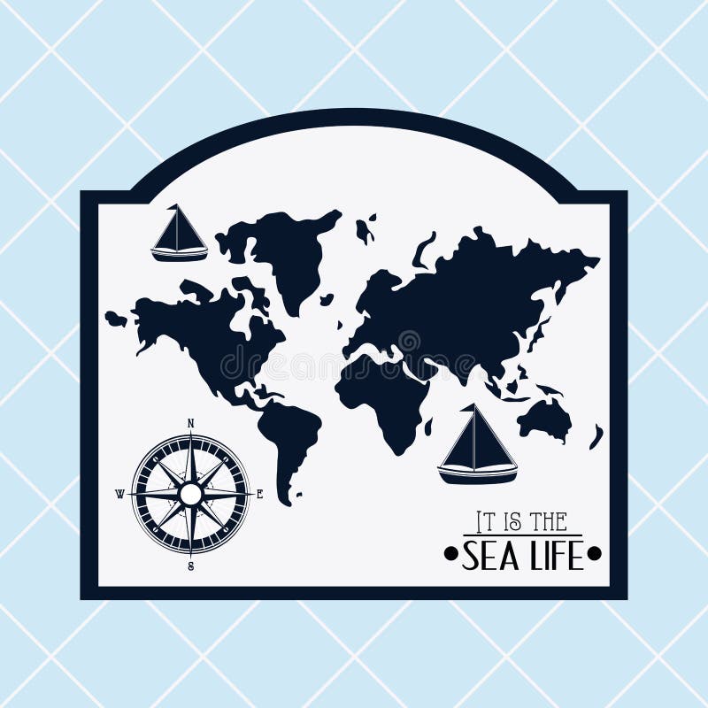 Sea Life Design, Map and Nautical Concept, Illustration Stock ...