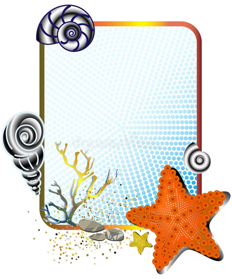 Sea Life in Frame with Starfish Stock Vector - Illustration of circle ...