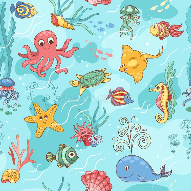 Seamless Pattern from Tropical Fish Stock Vector - Illustration of ...