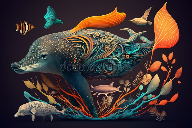 Sea Life in Surreal Style, AI Generated Stock Photo - Image of life ...