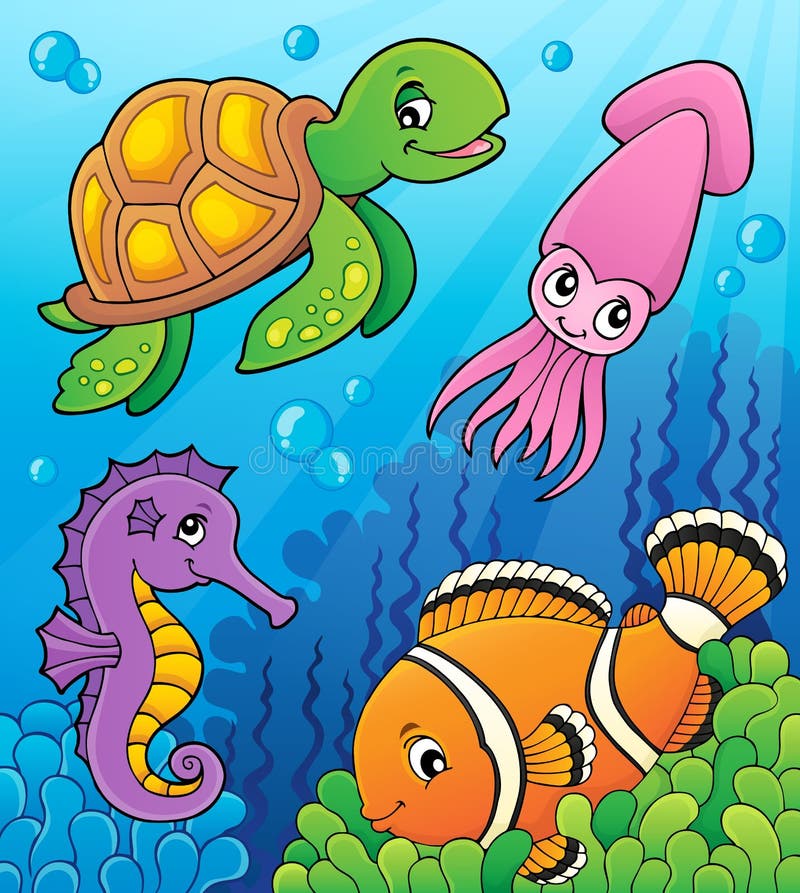 Sea life theme image 3 stock vector. Illustration of squid - 120709197