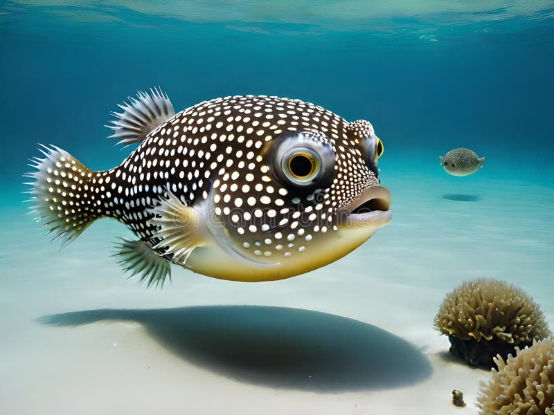 Sea Life in Underwater, Puffer Fish Stock Illustration - Illustration ...