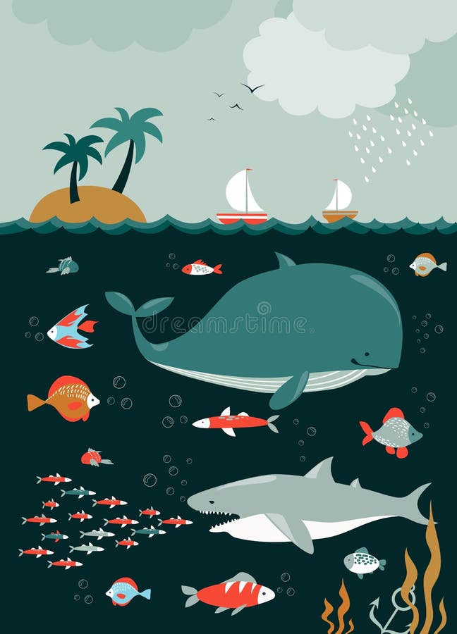 Sea life. Underwater world stock vector. Illustration of marine - 66085546