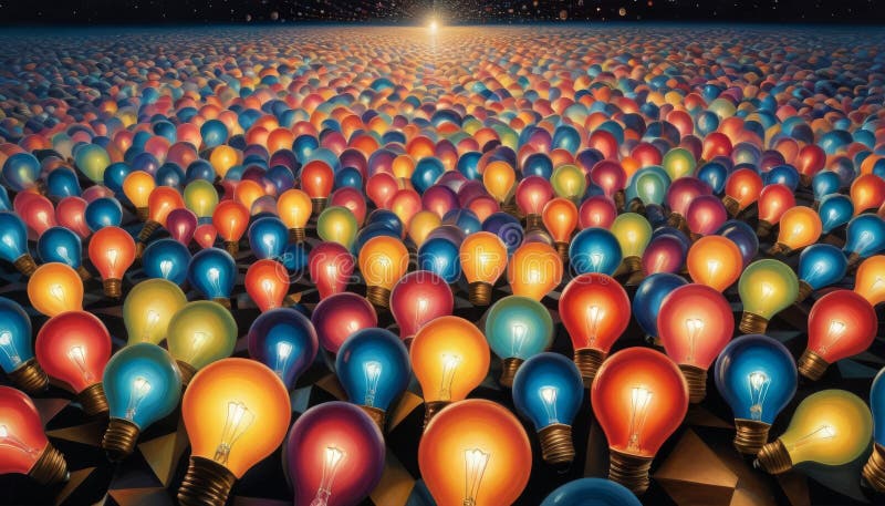 Sea of Light Bulbs at Sunrise Stock Image - Image of artistic ...