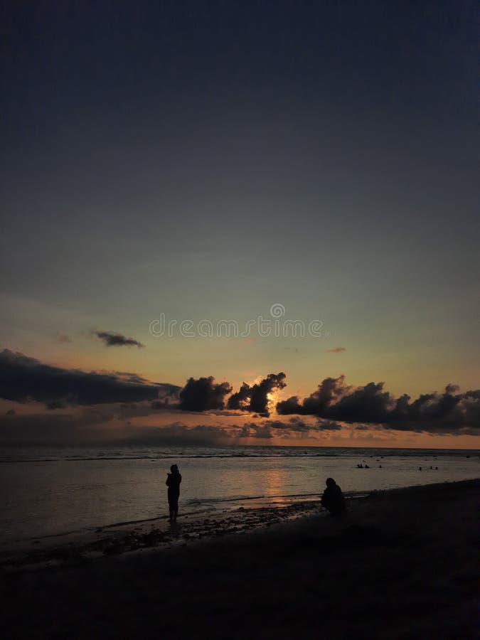 Sea Light Sunset Ocean Beach People Sky Darksky Stock Image - Image of ...