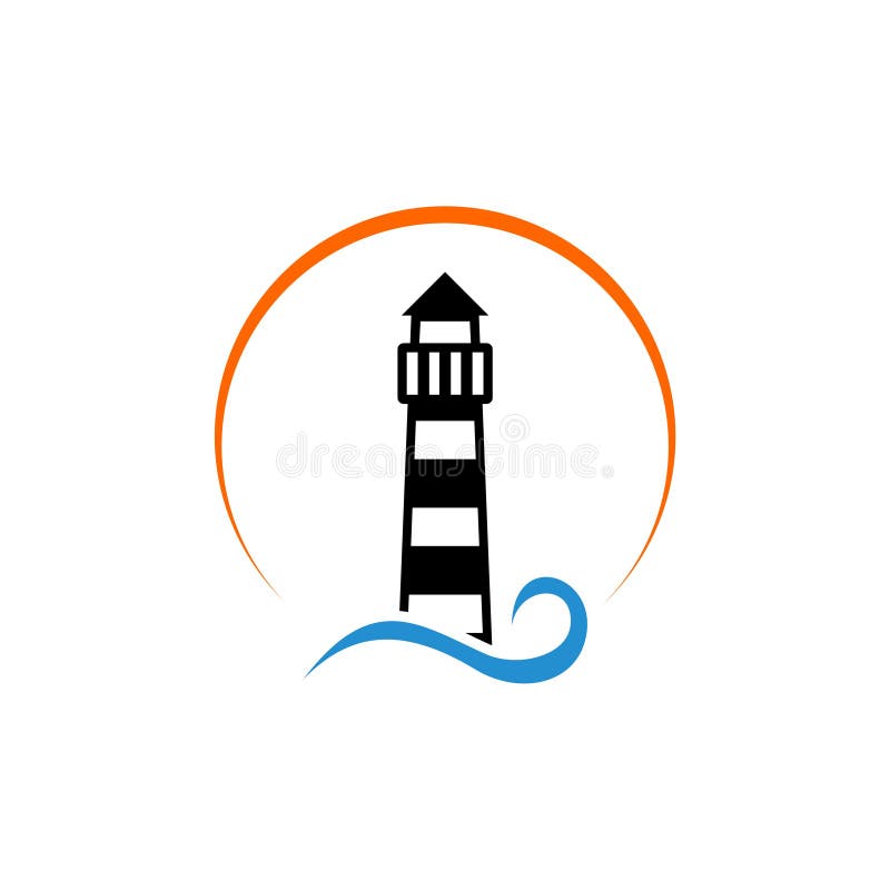Sea Lighthouse Icon or Logo Stock Vector - Illustration of sunset ...