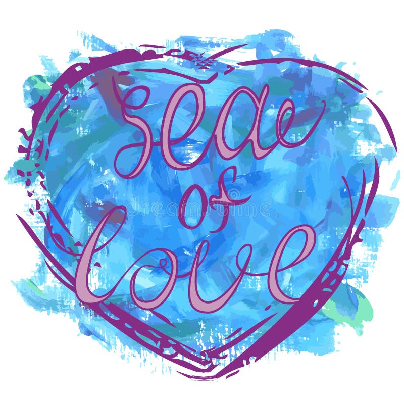 Sea of Love on Texture of Paint Blue Stock Vector - Illustration of ...