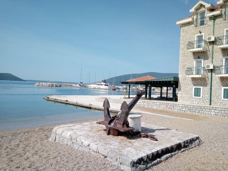 Sea Meljine Montenegro stock image. Image of boardwalk - 217743169