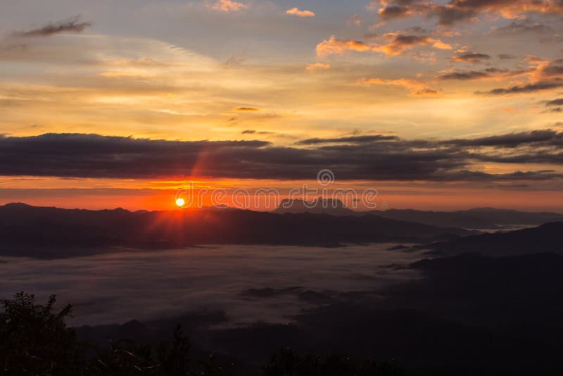 Sea of Mist with Doi Luang Chiang Dao, View Form Doi Dam in Wiang Haeng ...