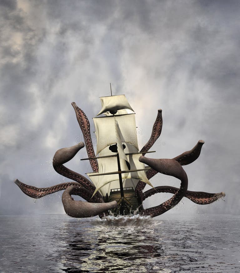 Giant Squid Ship Stock Illustrations – 297 Giant Squid Ship Stock ...