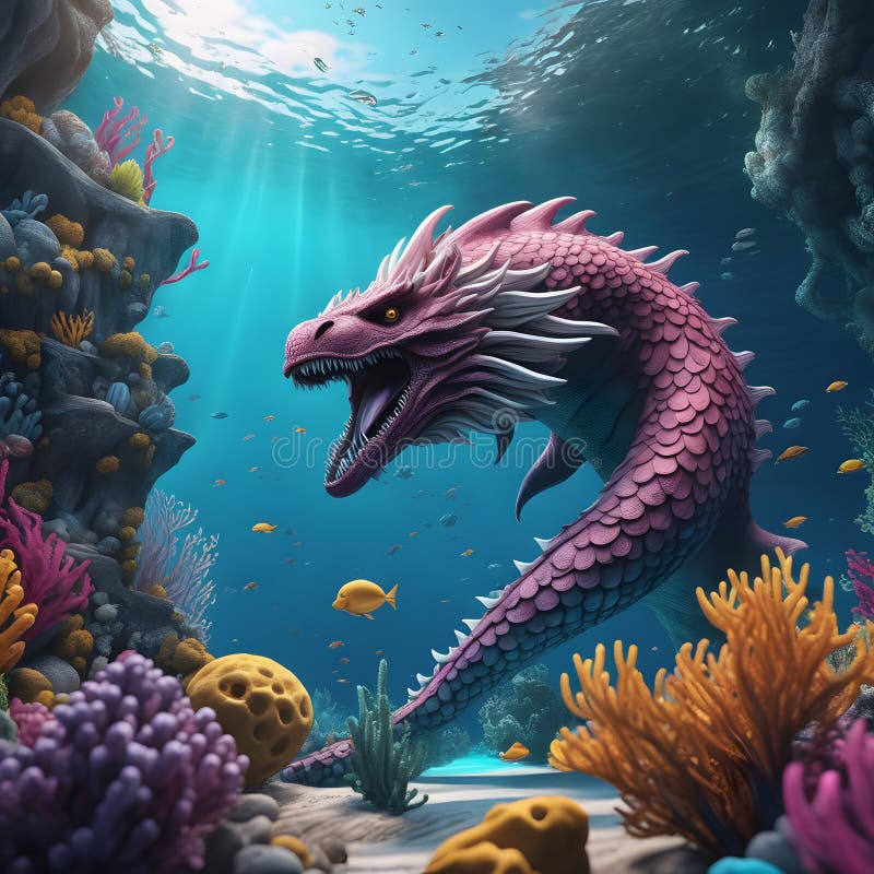 Sea Monsters, AI-generatet stock illustration. Illustration of fear ...