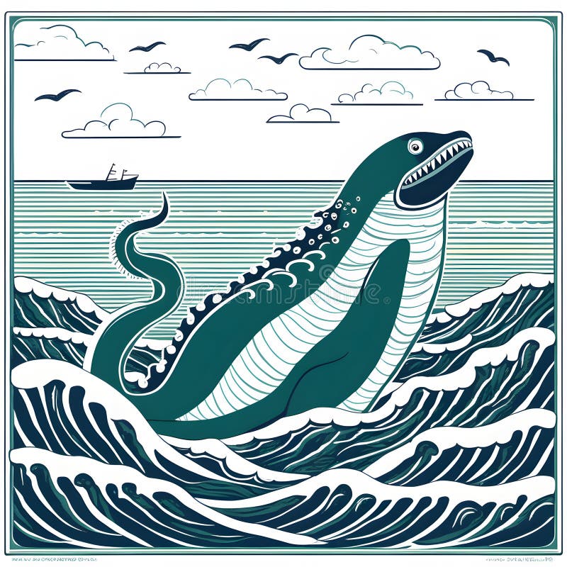 Sea Monsters, AI-generatet stock illustration. Illustration of shipping ...
