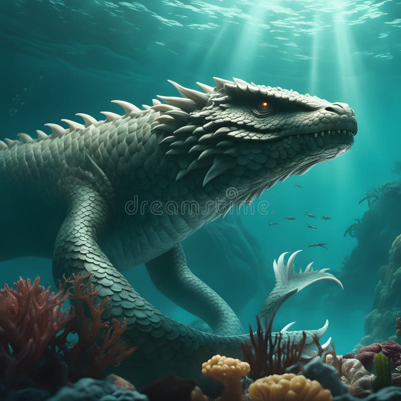 Sea Monsters, AI-generatet stock illustration. Illustration of fear ...