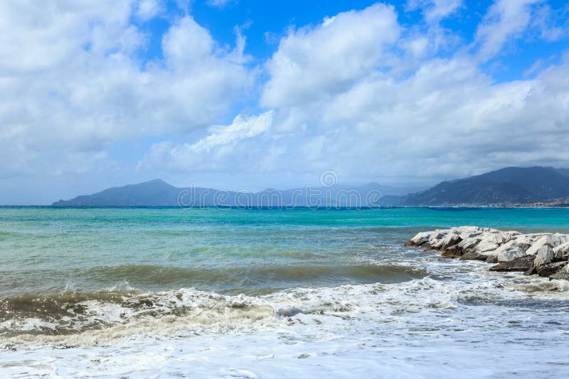 Sea and mountain view stock image. Image of summer, europe - 76265773