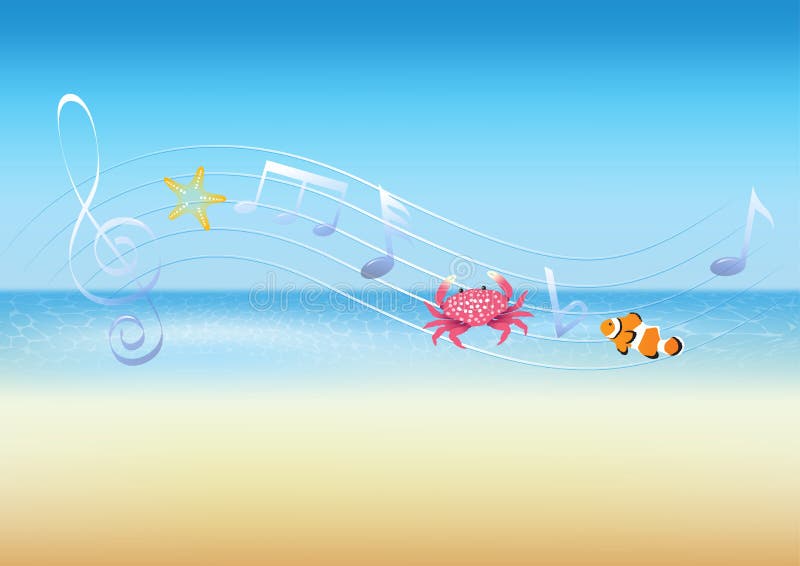 Note music sea stock vector. Illustration of palm, note - 41500412