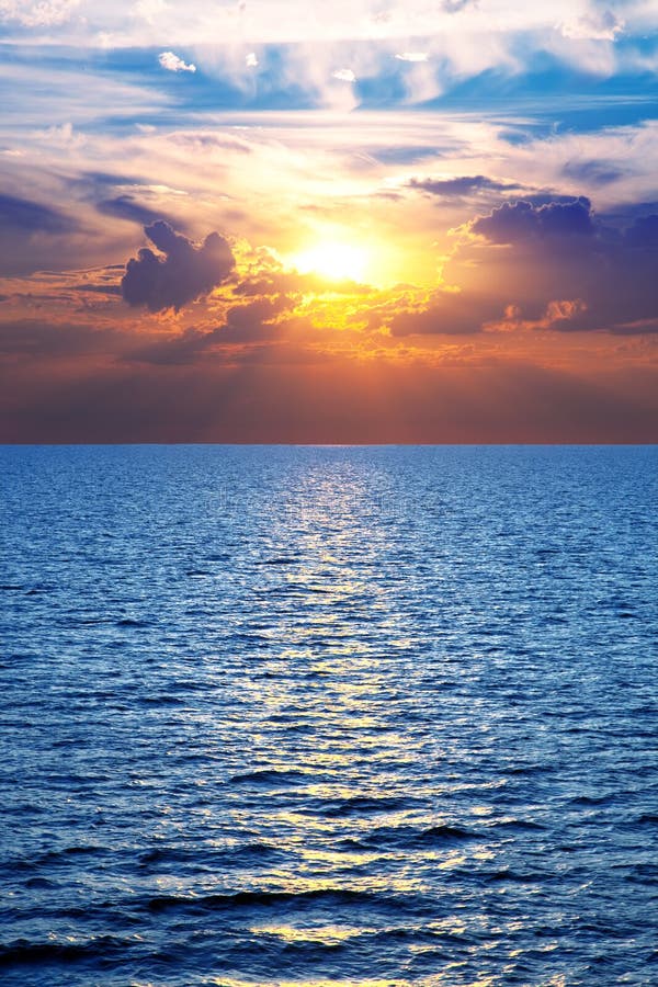 Sea, Ocean at Colorful Sunset Stock Photo - Image of landscape, nature ...