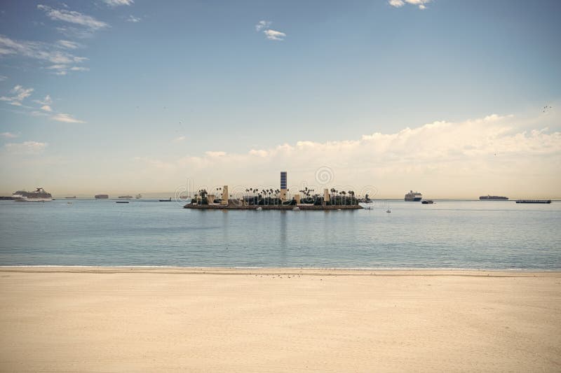 Sea or Ocean Harbor View with Boats and Ships Stock Photo - Image of ...