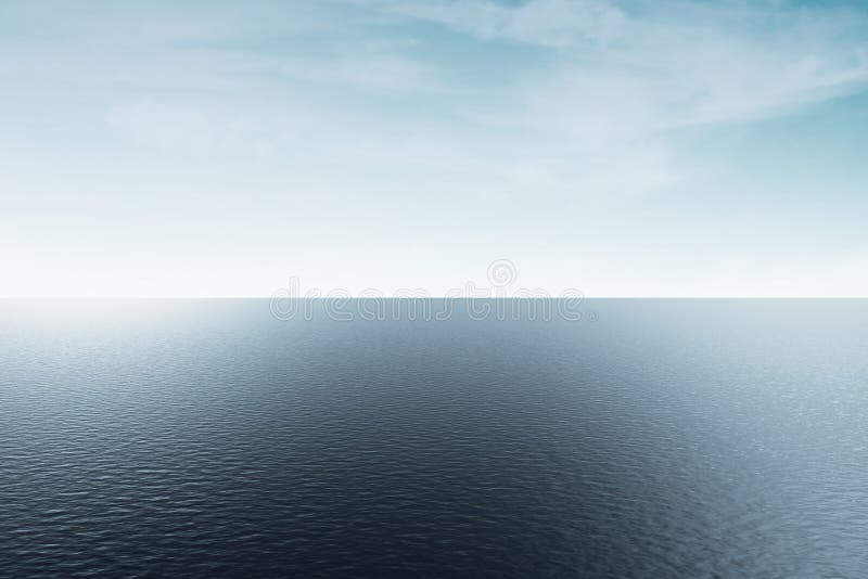 Sea or Ocean Landscape with Clouds. Stock Illustration - Illustration ...