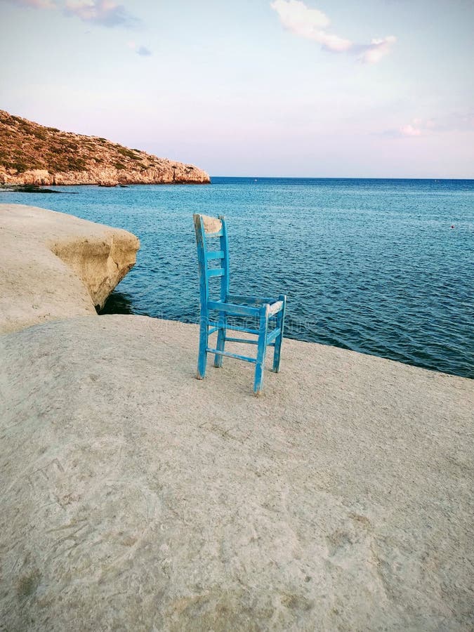 Sea Ocean Shore Chair Sky Cliff Stock Image - Image of wave, water ...