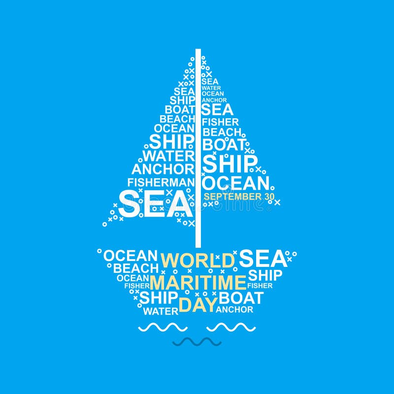 Sea and Ocean Text Typography Design. Stock Vector - Illustration of ...