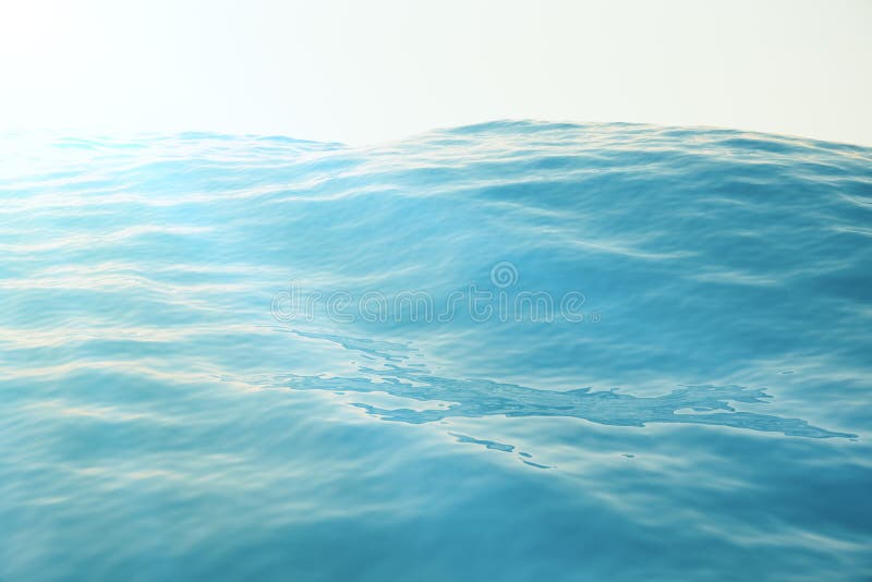 Sea, Ocean Wave and Blue Sky Background with Focus Effects. 3d ...