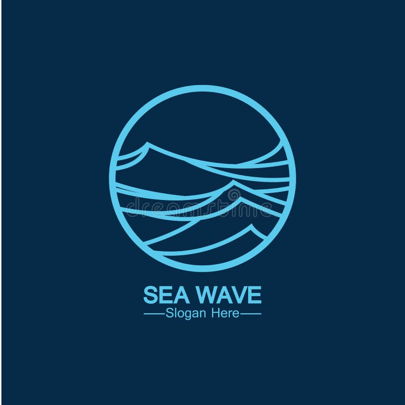 Sea Ocean Wave Line Logo Simple Monoline Style Vector Icon Symbol ...