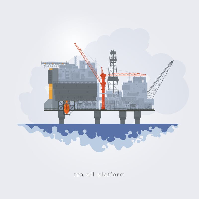 Offshore oil platform stock illustration. Illustration of barrel - 48255015