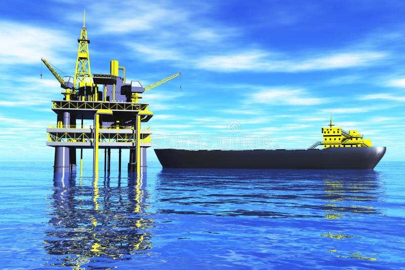 Sea Oil Rig Drilling Structure Stock Illustration - Illustration of ...