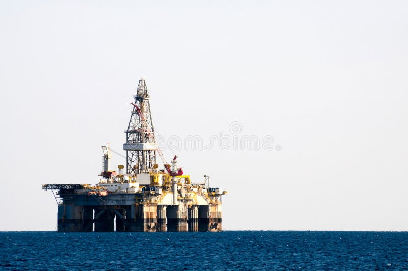 Offshore Oil and Gas Drilling Rig while Completion Well on Oil a Stock ...