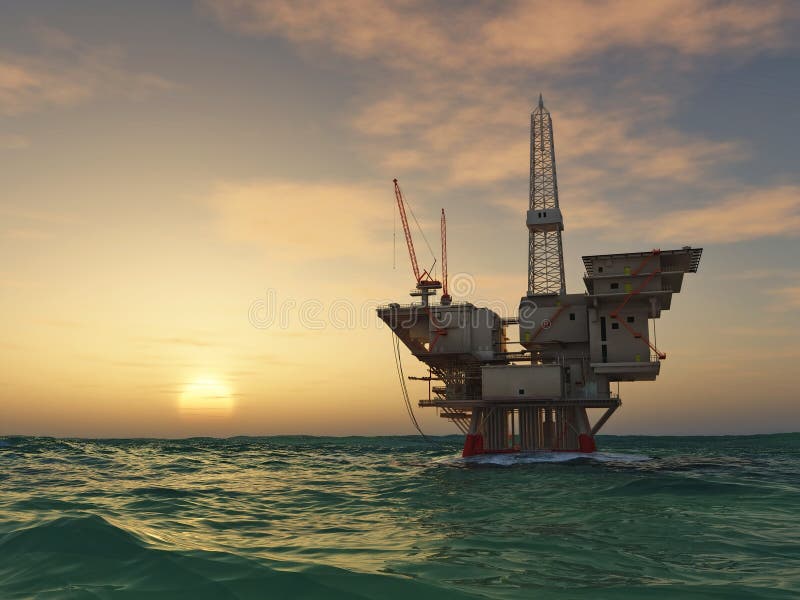 Offshore Jack Up Drilling Rig Over the Top of Oil and Gas Stock Photo ...