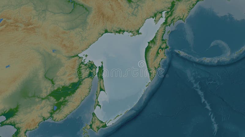 Sea of Okhotsk Highlighted. Physical Map Stock Illustration ...