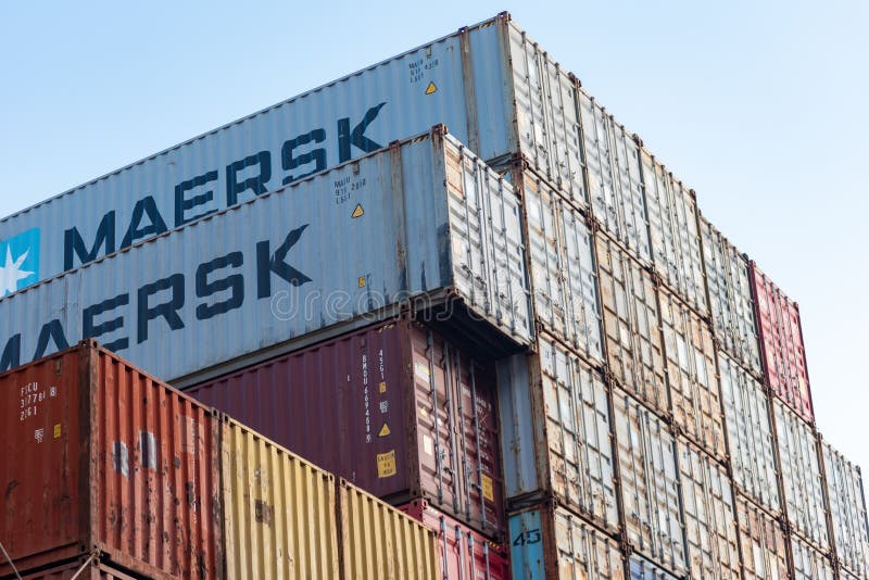 Containers Loaded on Deck of Cargo Ship. Editorial Image - Image of ...