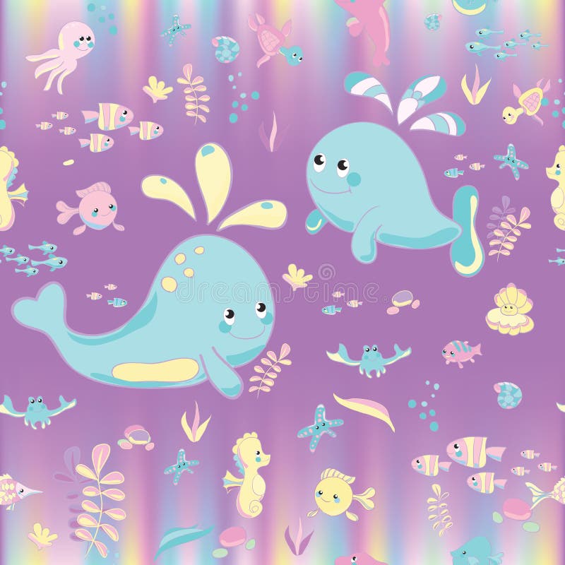 Sea Pattern Modern Style Delicate Color. Stock Vector - Illustration of ...