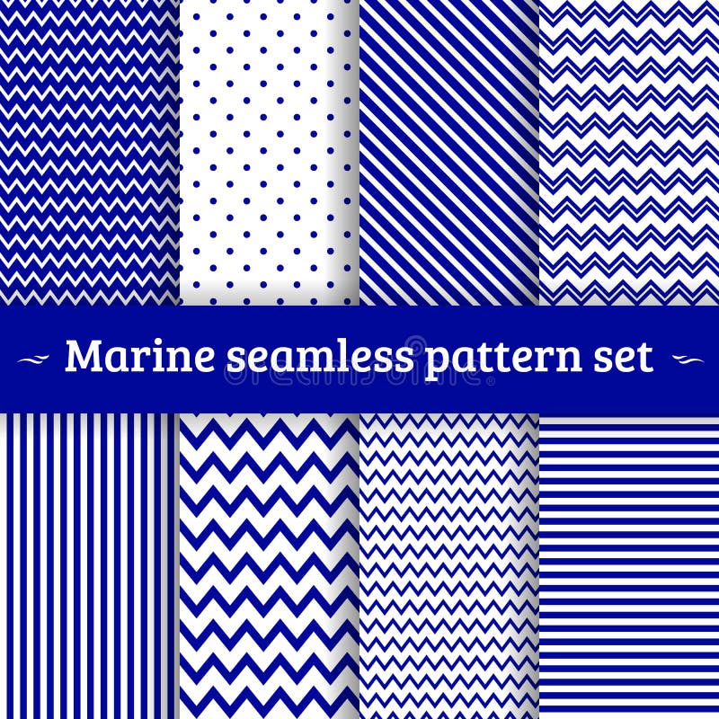Sea Pattern Seamless Vector Set Stock Vector - Illustration of ocean ...