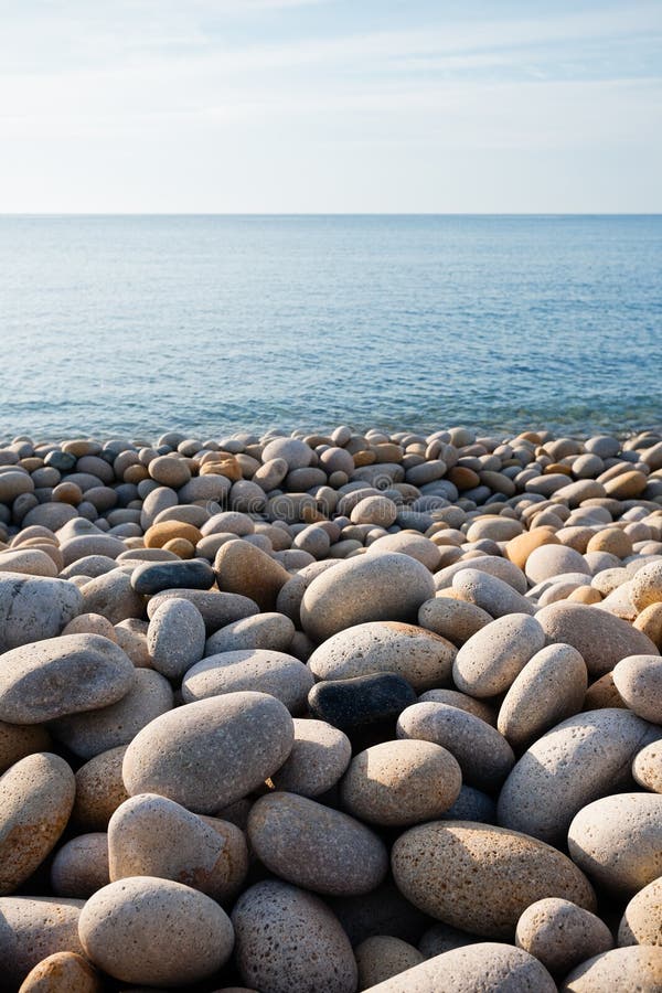 Sea Pebble Beach in the Morning Stock Image - Image of beauty, rocky ...