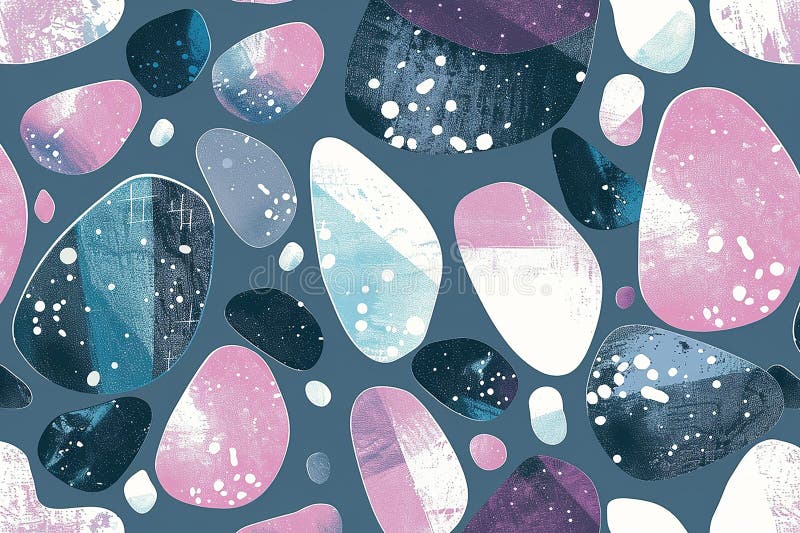 Sea Pebbles, Sea Stones, Purple and Pink Pattern Stock Illustration ...