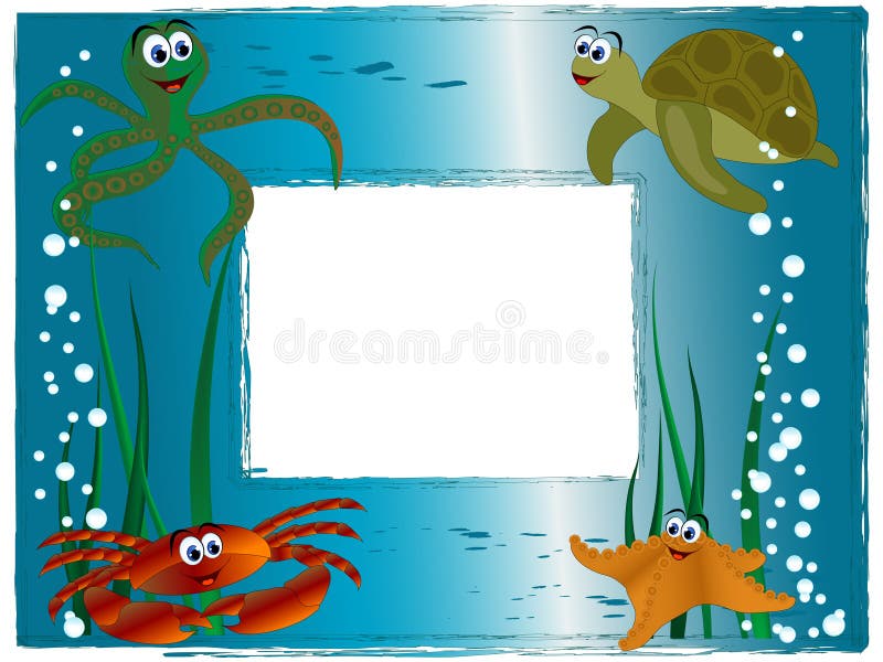 Sea photo frame stock vector. Illustration of billboard - 32786132
