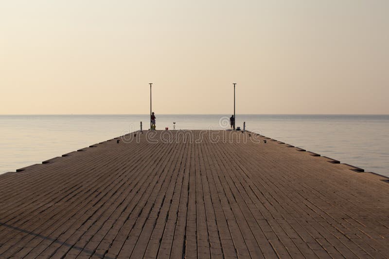 Sea Pier in the Early Morning Stock Image - Image of planks, floor ...