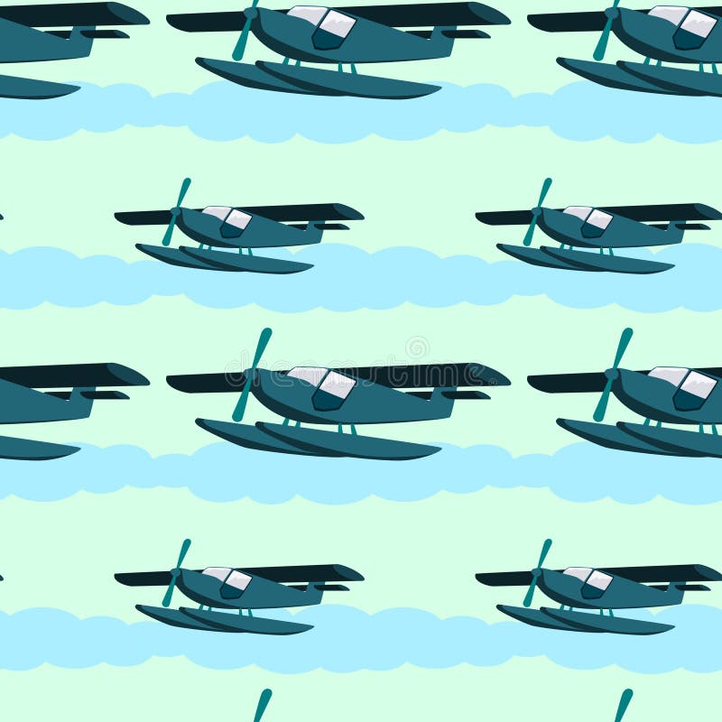 Sea Plane Seamless Background Design Stock Illustration - Illustration ...
