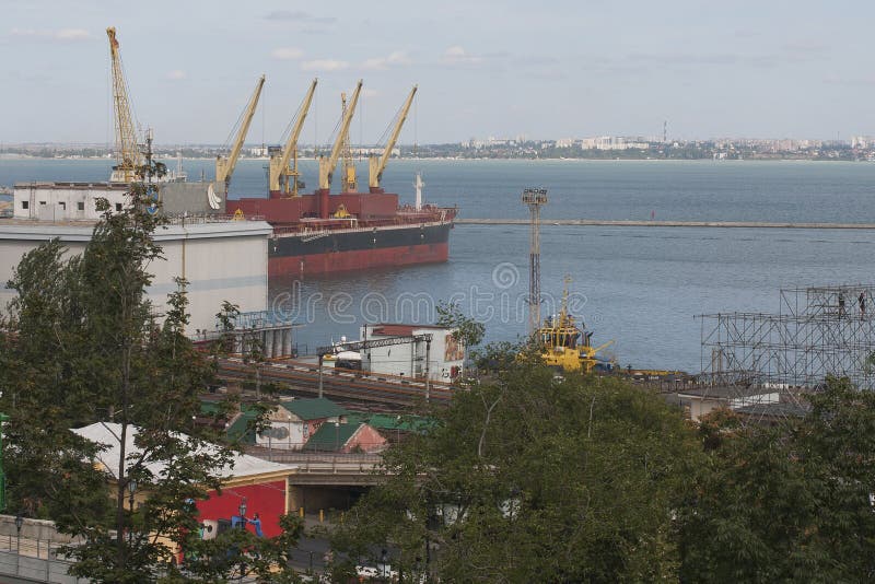 Sea port stock photo. Image of import, freighters, industry - 100229186