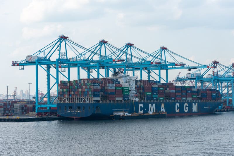 Sea Port In Port Of Newark Container Ship Berthed In The Container